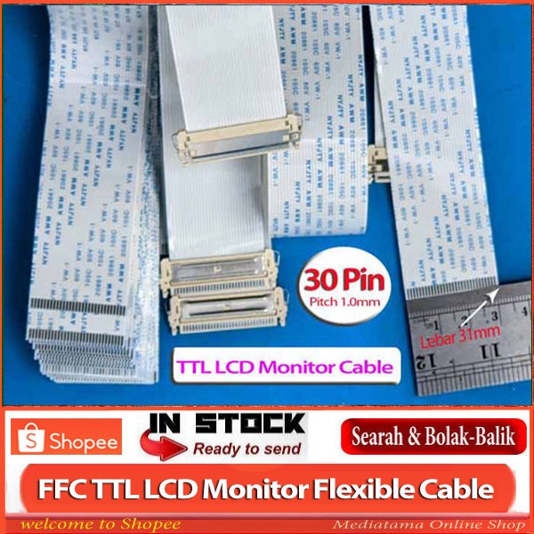 Jual Flat Flexible Cable/TTL LCD Monitor Flexible Cable 30 Pin Pitch 1 ...