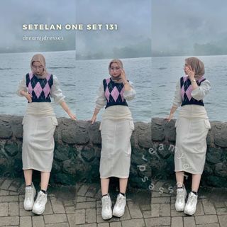 Jual Set 131 - OOTD Setelan 3in1 One Set Korean Style (Rok Cargo+Vest ...