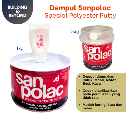 Jual DEMPUL SAN POLAC PLASTIK 250 gr / 1 kg SANPOLAC POLYESTER PUTTY ...
