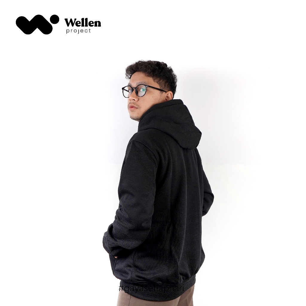 Jual Wellen Project Hoodie Jumper Black Basic Jaket Sweater Hitam Polos ...