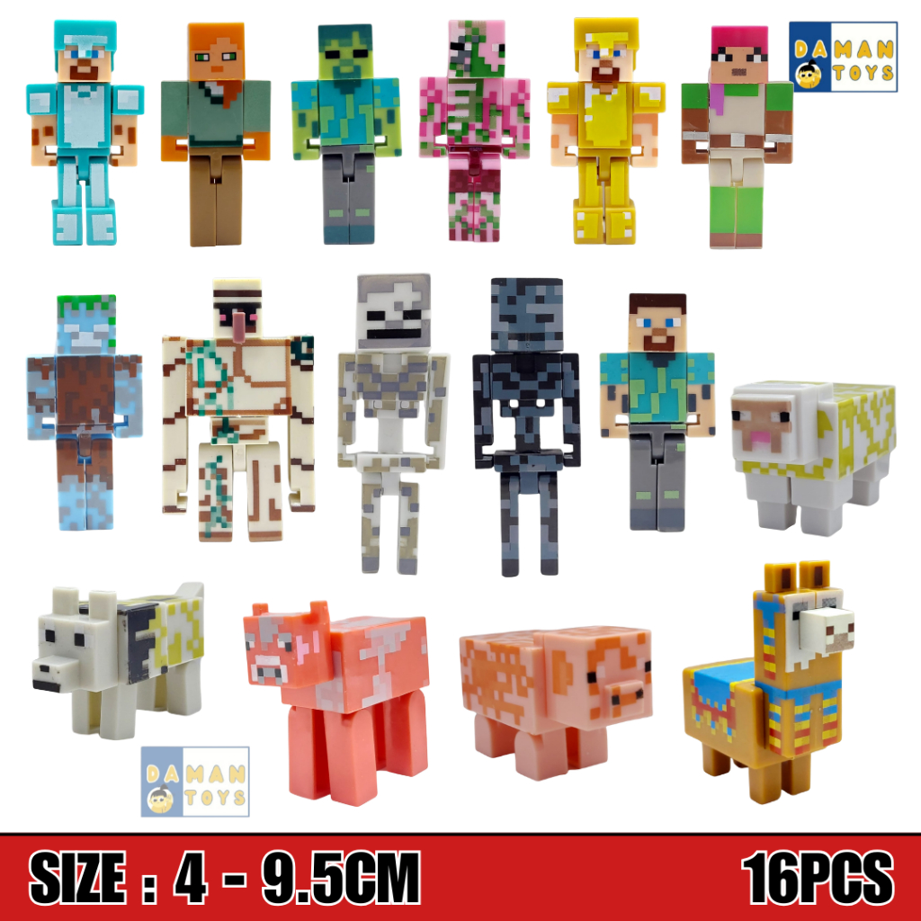 Jual Pajangan Figure Minecraft.Enderman Zombie Alex Steve Miniatur Mine ...