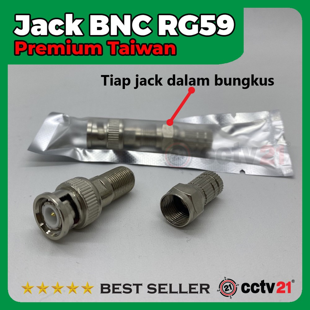 Jual Konektor / connector cctv Jack BNC RG59 Premium Taiwan Dalam Bungkus Harga Khusus Installer ...