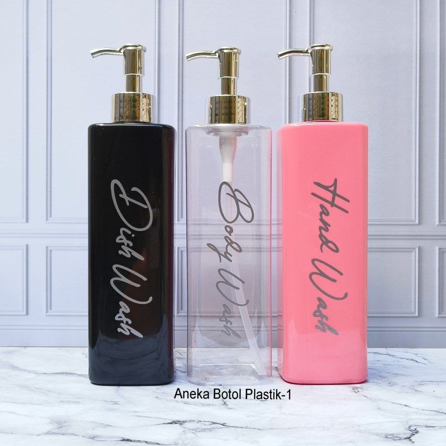 Jual Botol Sabun Cair Pump 500ml Kotak Warna Hitam Putih Bening Luxury ...