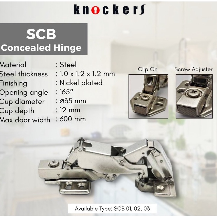 Jual Knockers Engsel Buaya Engsel 165 Derajat SCB Concealed Hinge Slow ...