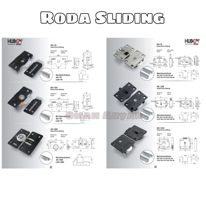 Jual Produk Premium Roda Pintu Lemari Geser Sliding Minimalis Huben SD ...