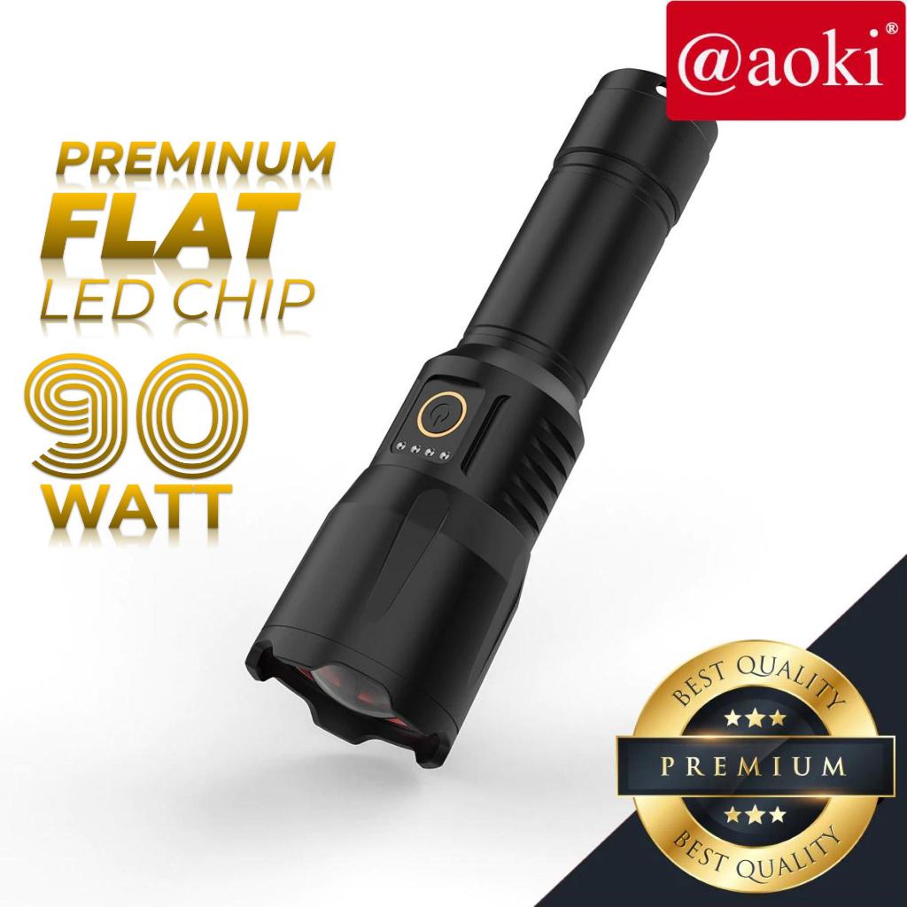 Jual AOKI Senter aluminum alloy flashlight Laser swat super terang 90w ...