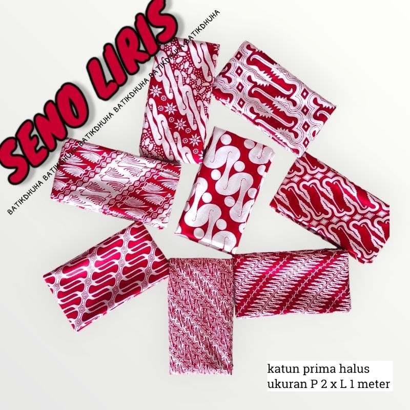Jual kain batik set meteran Seno liris merah putih / batik Agustusan ...