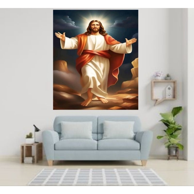 Jual hiasan dinding TUHAN YESUS,ukuran jumbo 70×100 cm dan 100×150 cm ...