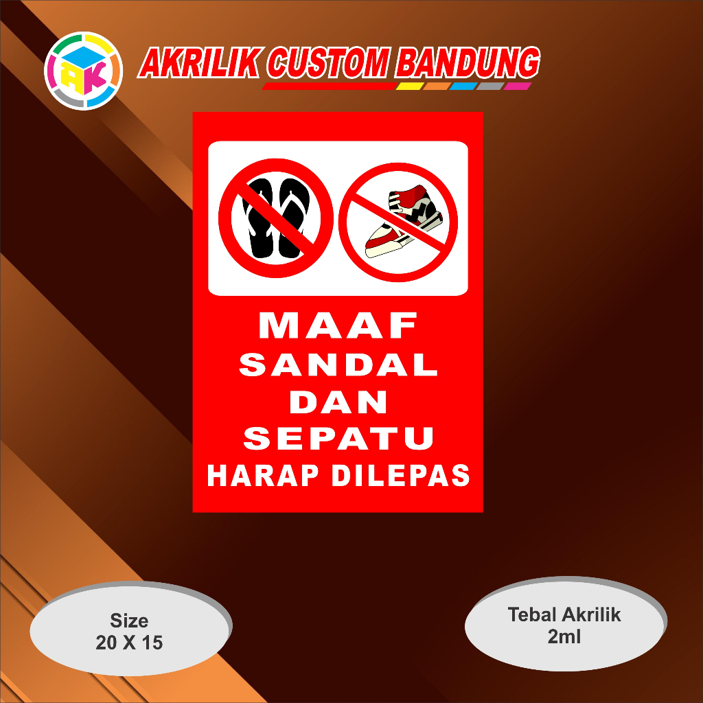 Jual Akrilik Sign Sandal Dan Sepatu Harap Lepas TIPE 5 Acrylic Signage ...