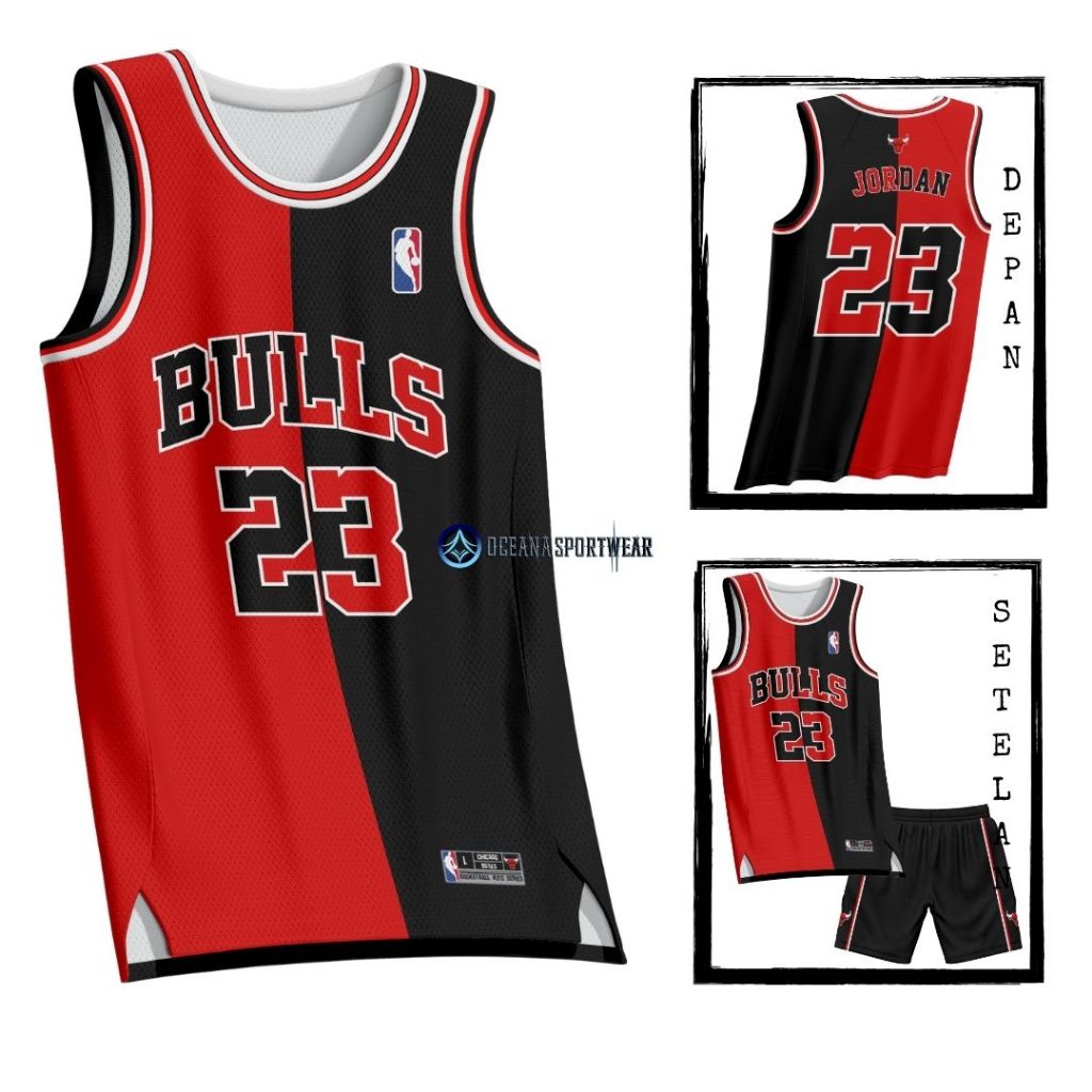 Jual BAJU JERSEY BASKET BULLS HITAM MERAH FULL PRINTING PREMIUM FREE ...