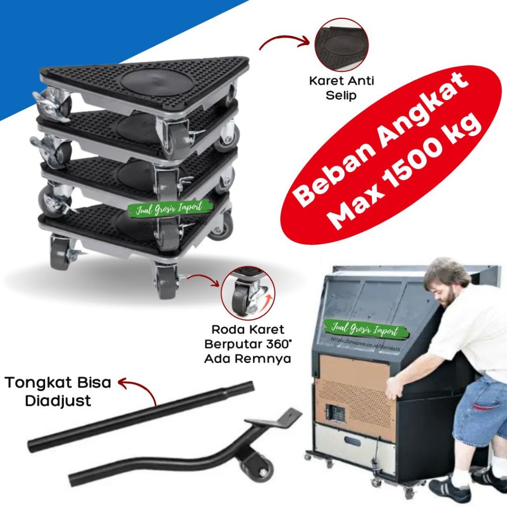 Jual Moving Tools Artifact Furniture Mover Tool Roller 4 Set Alat Roda ...