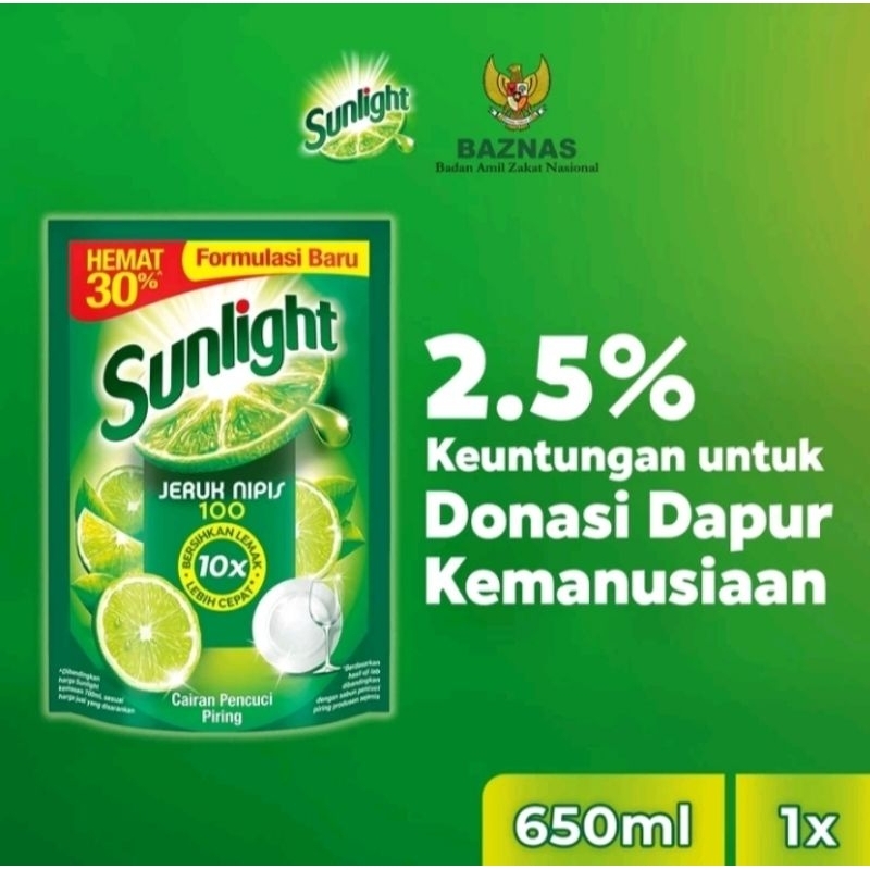 Jual sunlight sabun cuci piring jeruk nipis 650ml | Shopee Indonesia