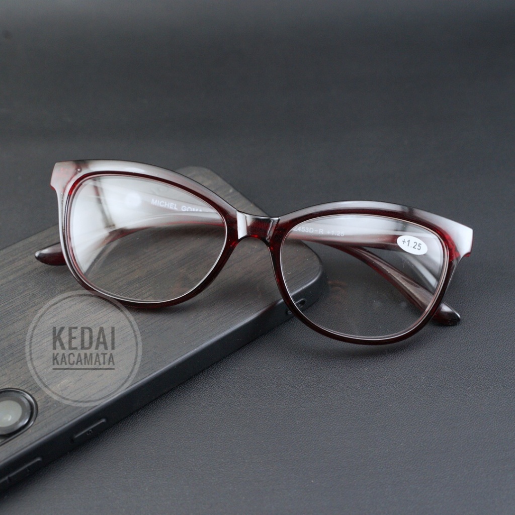 Jual 453/KACAMATA BACA DOBEL CAT EYE MARRON/KACAMATA PLUS BACA JALAN ...