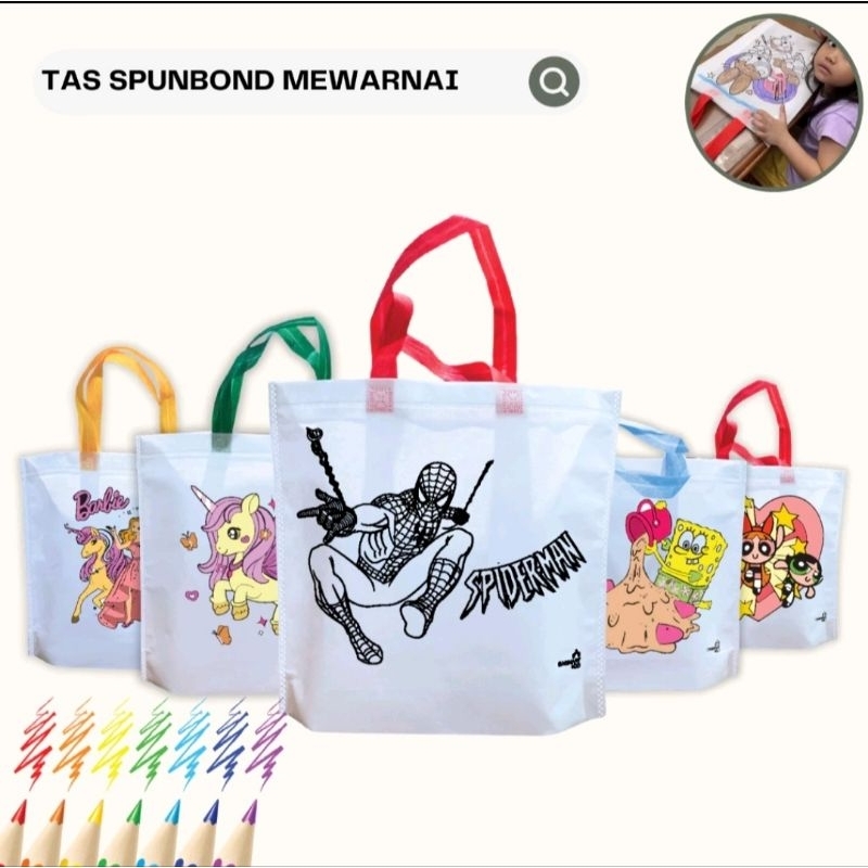 Jual Tas spunbond mewarnai / diy tas lukis | Shopee Indonesia
