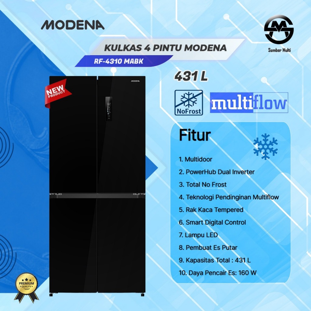 Jual Modena RF 4310 MABK - kulkas multidoor 4 pintu kapasitas 431 liter ...