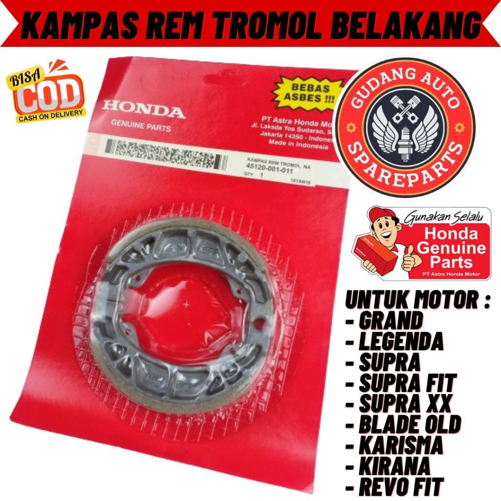 Jual ORIGINAL AHM kampas rem belakang tromol supra blade supra fit revo ...