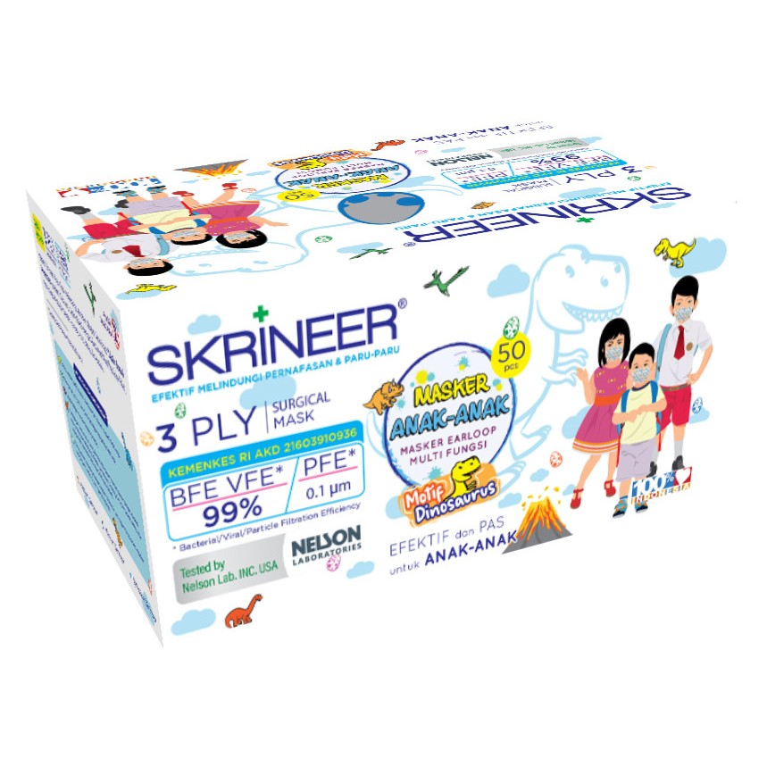 Jual Skrineer Masker Anak Motif Dino 3ply Earloop | Shopee Indonesia