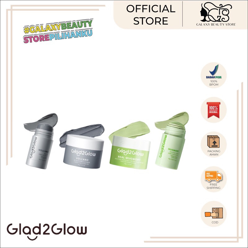 Jual GLAD2GLOW Volcano 3D Acid Pore Clay mask | GLAD2GLOW Real Mugwort Salicylic Acid Control ...