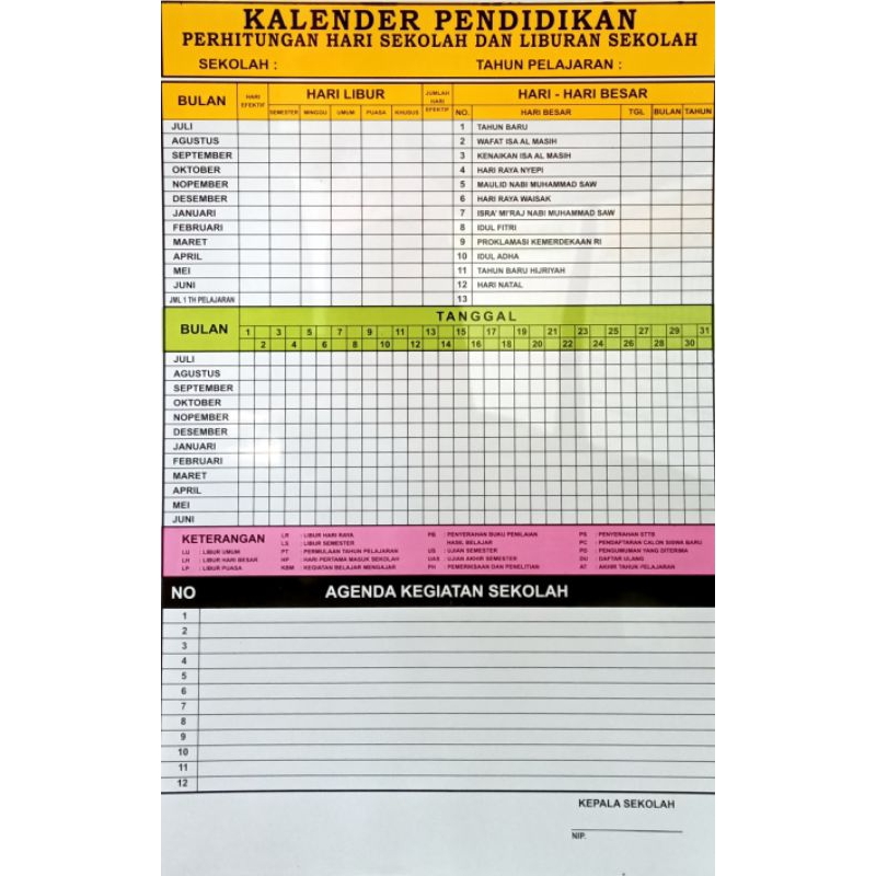 Jual papan data kalender pendidikan. papan kaldik. kalender sekolah ...
