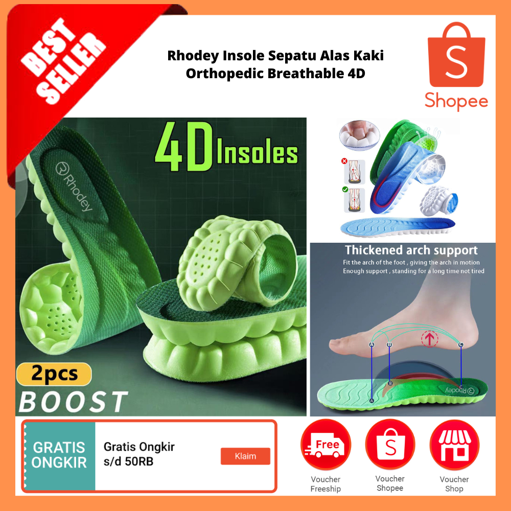 Jual Insole Sepatu Alas Kaki Orthopedic Breathable 4D / Sepatu Sol PU ...