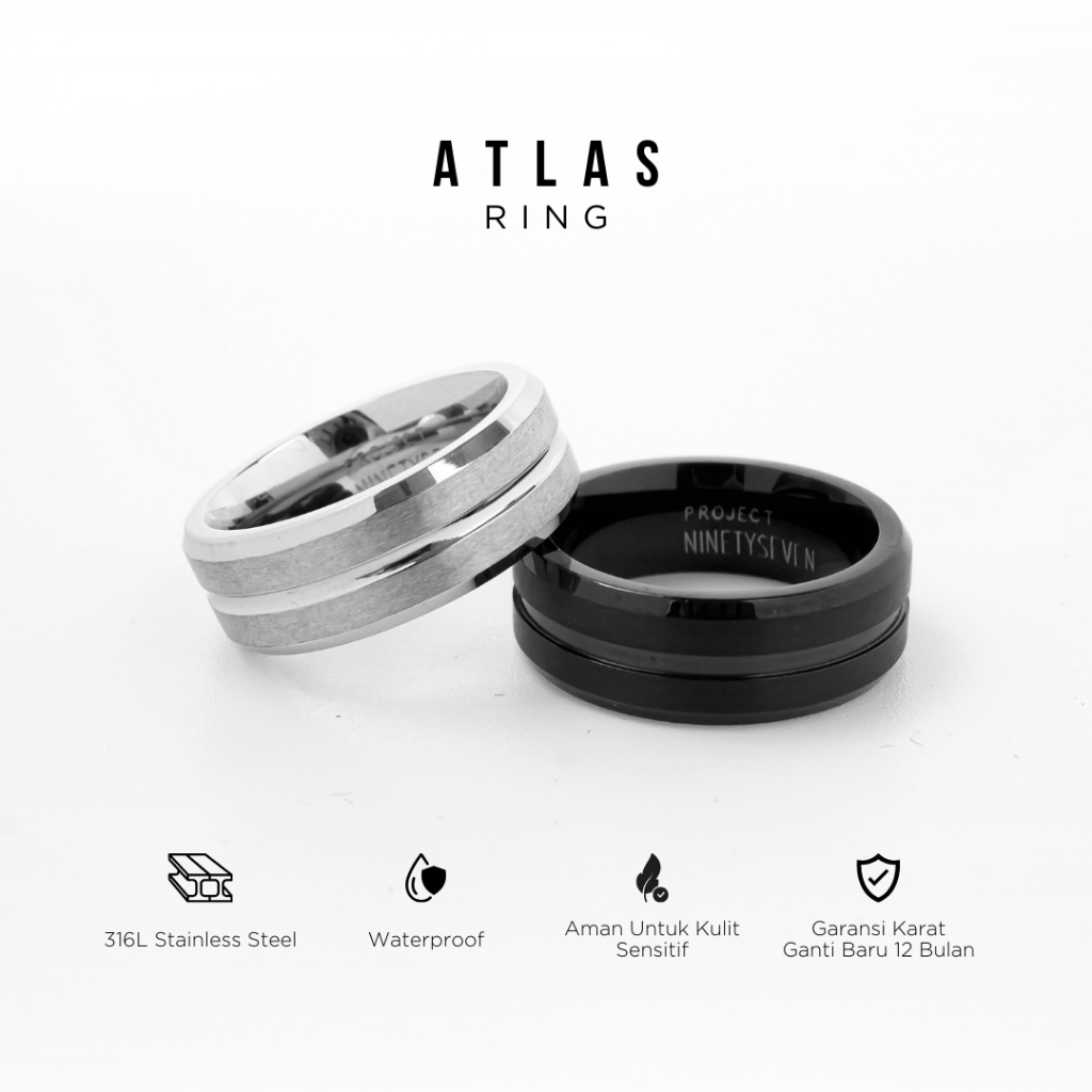 Jual PROJECT NINETYSEVEN - Atlas Ring - Cincin Pria Wanita Titanium Anti Karat | Shopee Indonesia