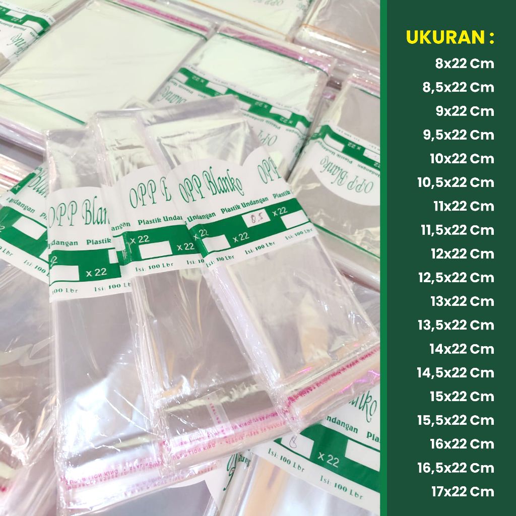 Jual PLATIK OPP UNDANGAN MURAH PLASTIK SEAL LEM ISI 100 PCS Panjang 22 ...