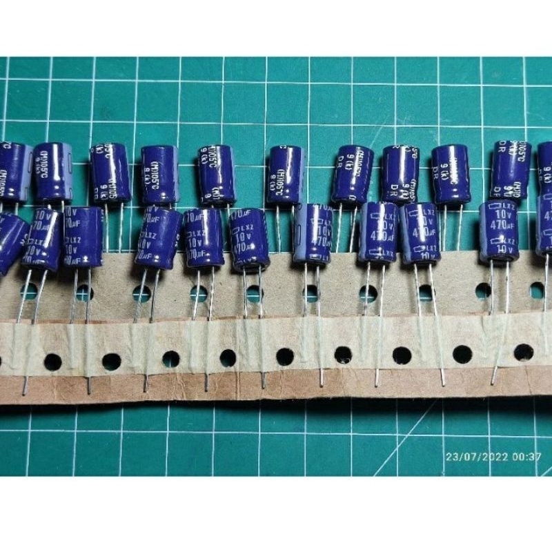 Jual kapasitor capasitor elco Elko 470uf 10v 470 yg 10volt original ...