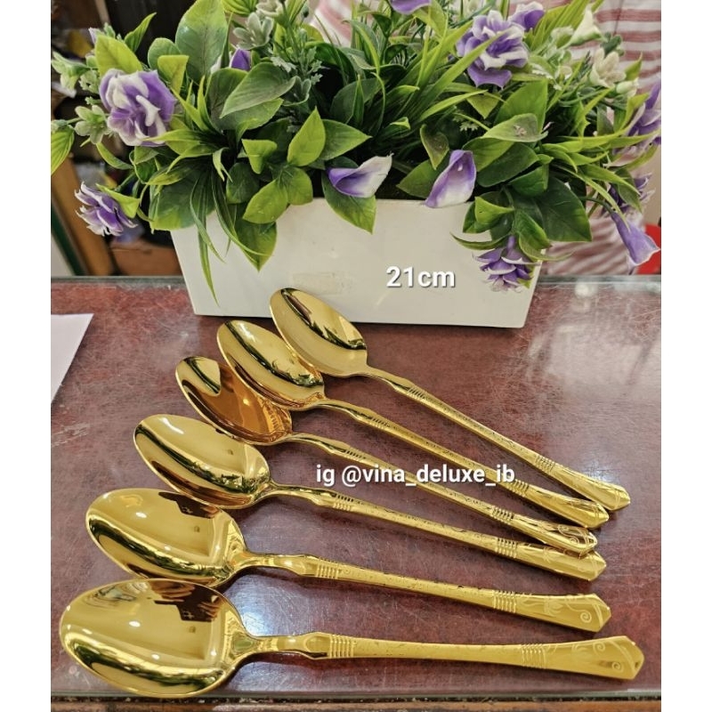 Jual Sendok dan Garpu Makan Stainless Gold & Silver isi 6pc | Shopee ...