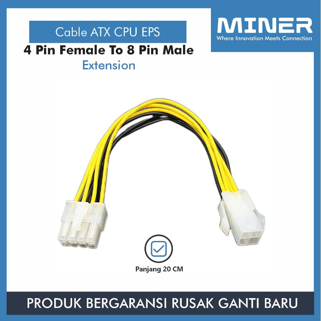 Jual MINER Kabel Extender CPU ATX EPS 4 pin Female To 8 pin Male ...