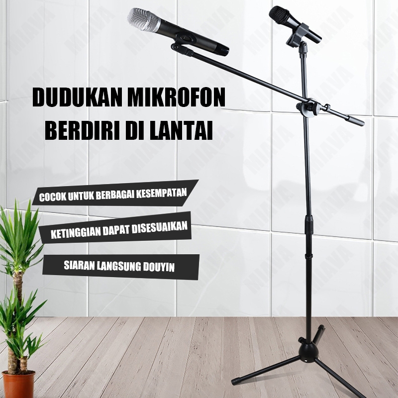 Jual Stand Microphone + Mic Holder / Stand Mic Lantai Tripod Condenser | Shopee Indonesia