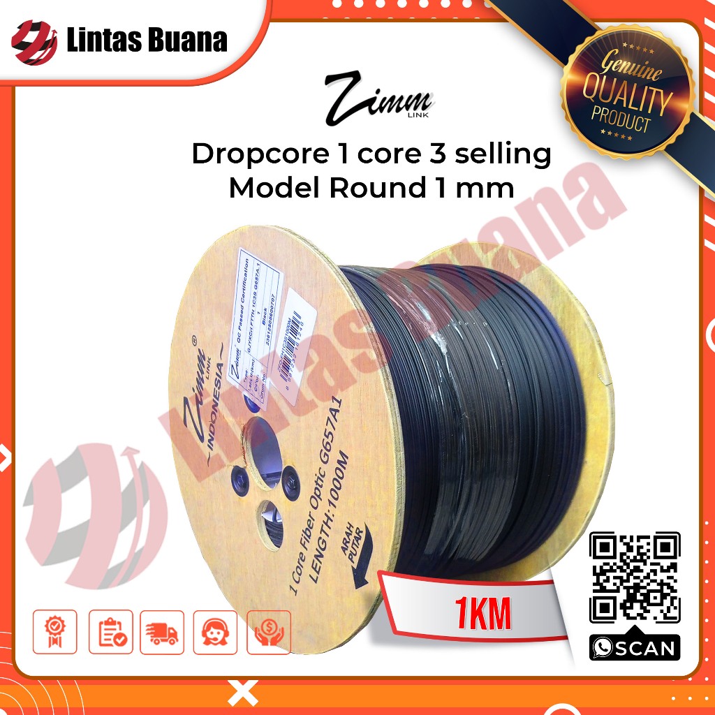 Jual Kabel Zimmlink Dropcore 1 Core 3 Selling 1000 meter Model Round 1 ...