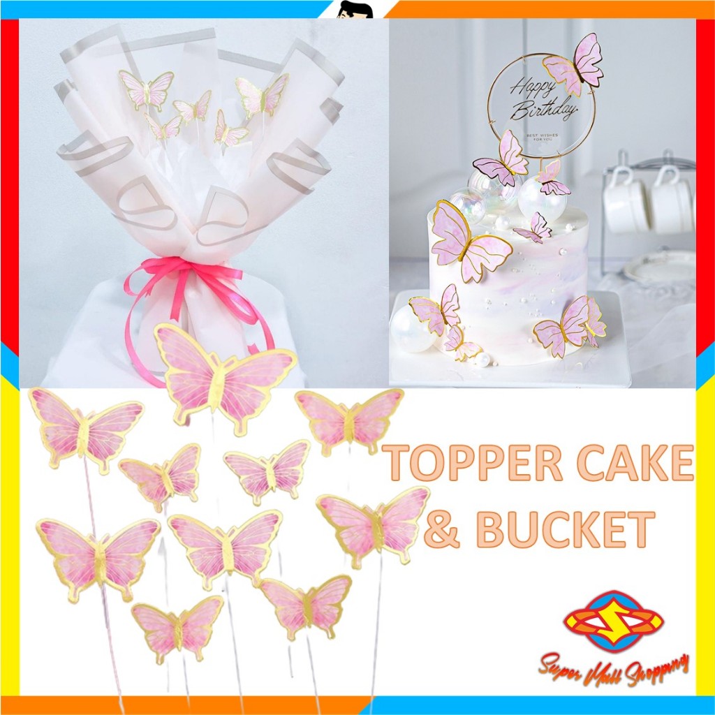 Jual SMS Dekorasi Kupu-kupu Kue Ulang Tahun Lukisan Kertas Buket ...
