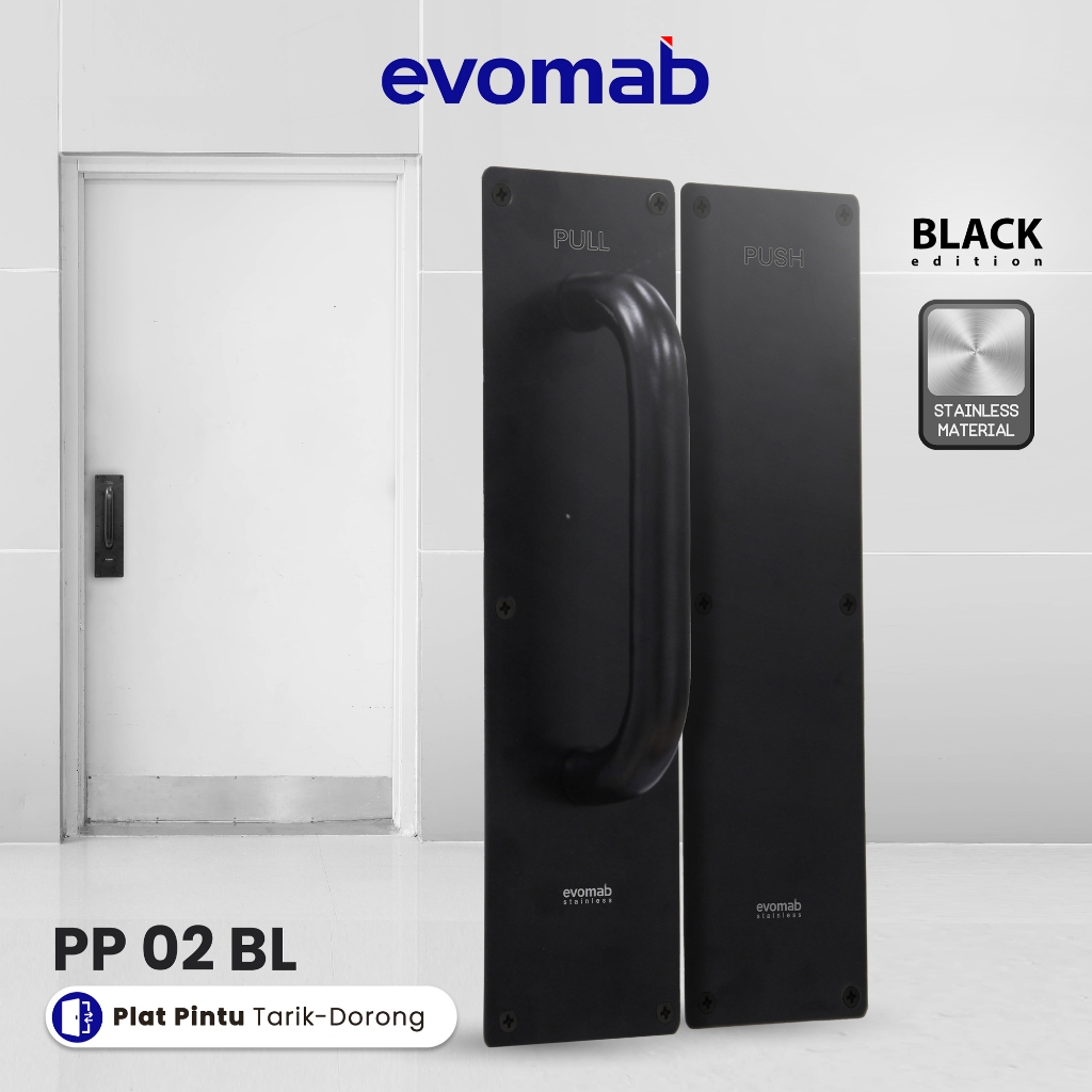 Jual Push Plate Plat Handle Pintu Tarik Dorong Hitam Black PP-02 ...