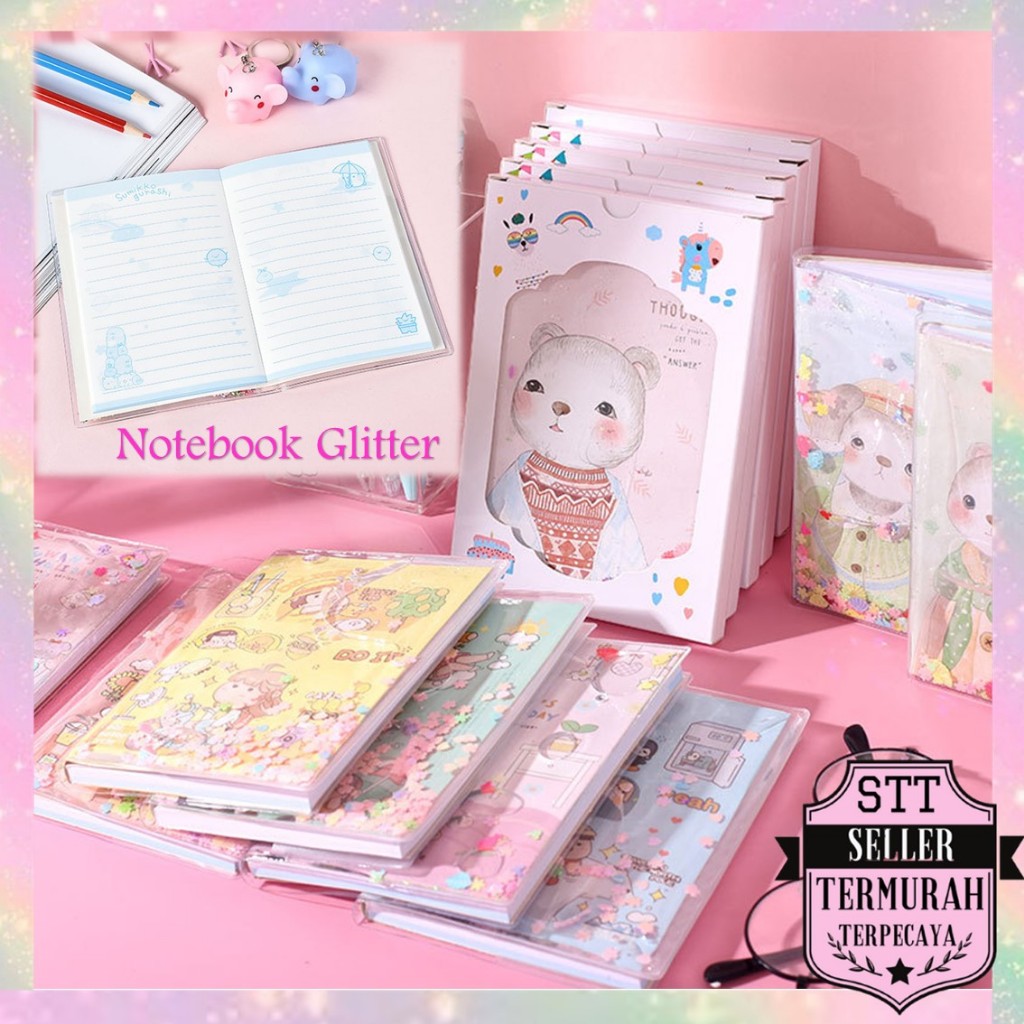 Jual STT Notebook Glitter Motif Kartun Buku Tulis Anak Glitter Karakter ...