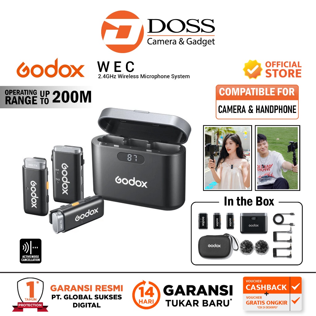 Jual Godox WEC Kit-2 Wireless Microphone Godox WEC Kit2 2.4GHz Godox ...