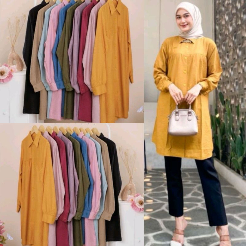 Jual TUNIK WANDA REMPEL POLOS CRINKLE AIRFLOW | Shopee Indonesia