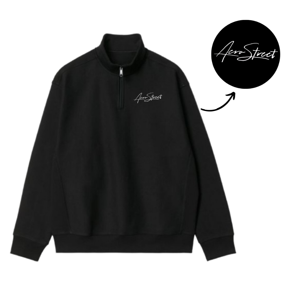 Jual Aerostreet Half Zipper Sweater Hitam Hysteria Premium / Sweater ...