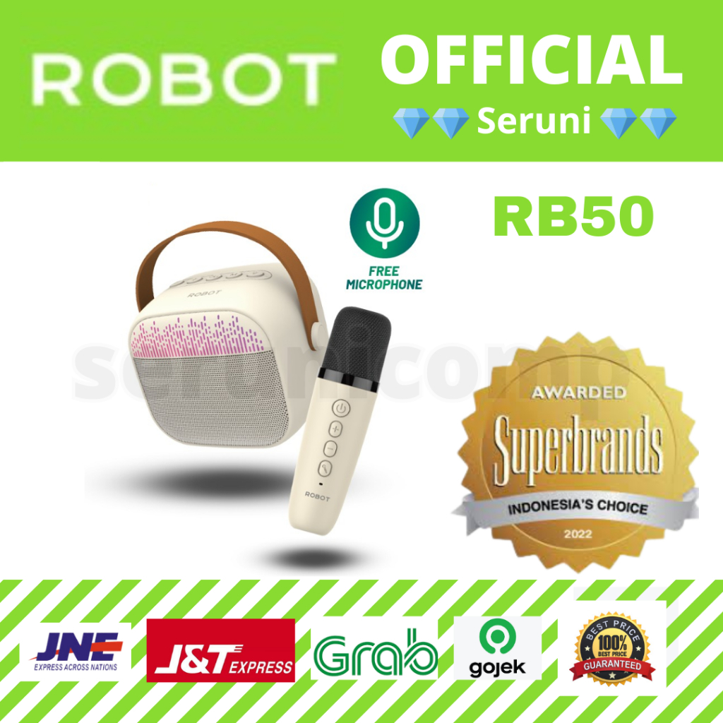 Jual ROBOT RB50 Beige Wireless Bluetooth Speaker Karaoke Portable With ...