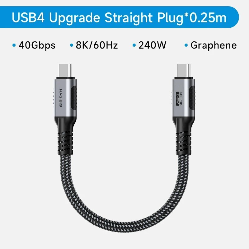 Jual Hagibis USB4 Data Cable 40Gbps USB C to Type C Short Cable PD 240W ...