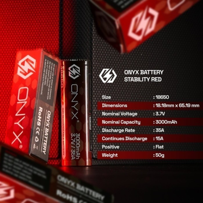 Jual BATTERY ORIGINAL BATTERAI ONYX 300mAh 35A 18650 BATTRAI VAPE by ...