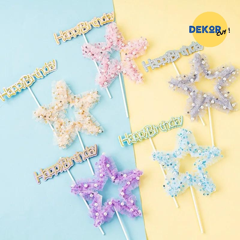 Jual CAKE TOPPER HBD BINTANG / hiasan kue ulang tahun birthday cake kue tart aksesoris kue party ...