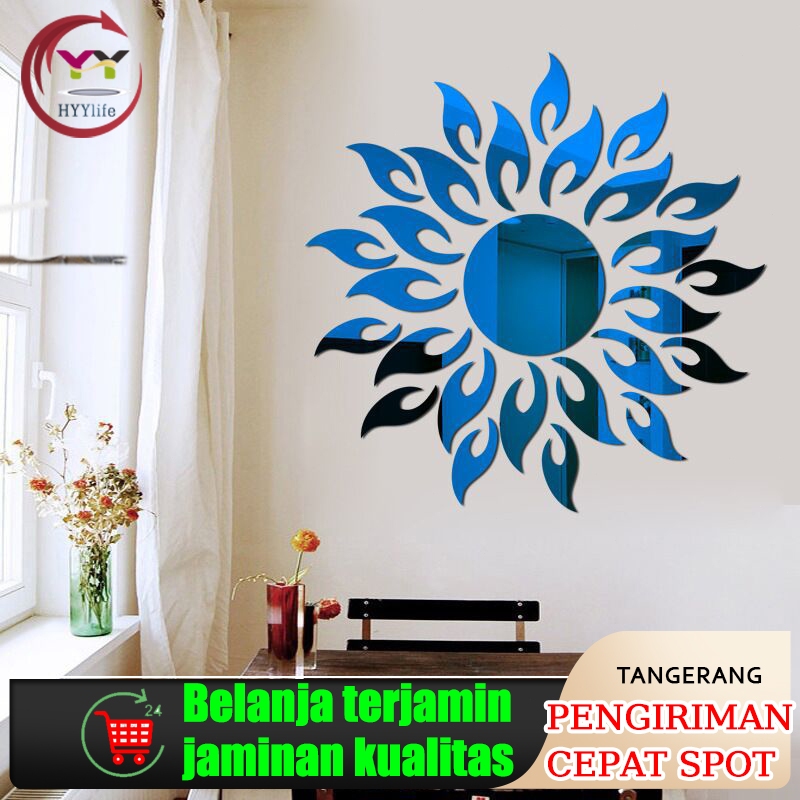 Jual Sticker Cermin Tempel Bundar Dekorasi Dinding Tembok Rumah Model ...