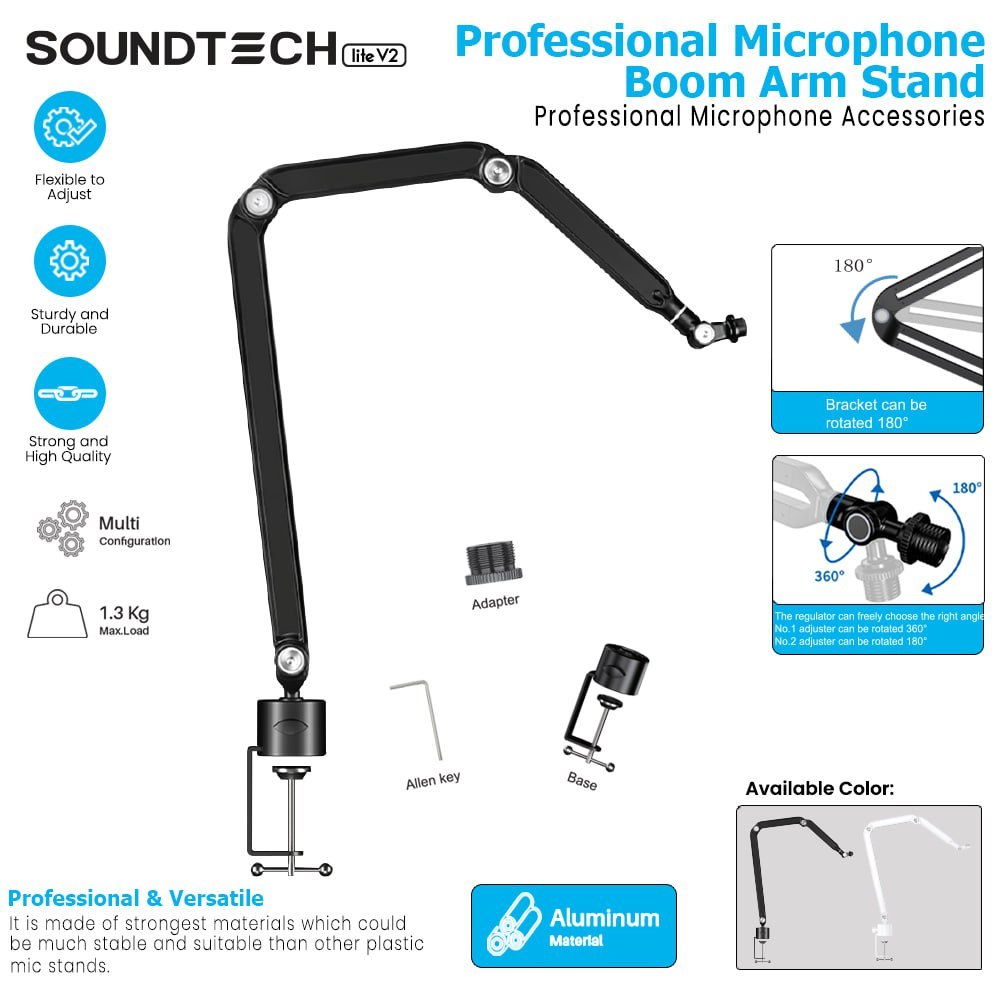 Jual SOUNDTECH Lite V2 Arm Stand Kit for Microphone / Boom Arm Bracket ...