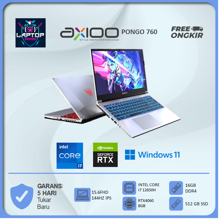 Jual AXIOO PONGO 760 V2 I7 13620H RTX4060 8GB/ 16GB 512GB W11 15.6FHD ...
