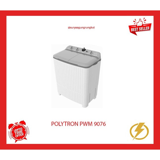 Jual MESIN CUCI POLYTRON 9 KG 250 WATT - PWM 9076 | Shopee Indonesia