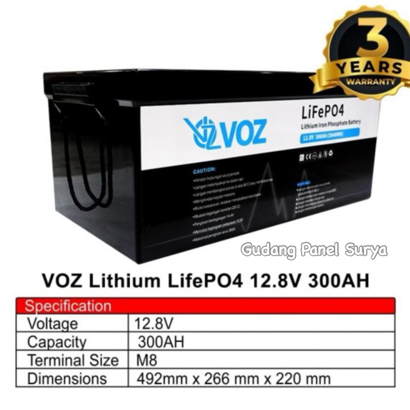 Jual Aki Lithium VOZ Battery Lithium LiFePO4 12,8V 300AH voz LiFePo4 ...