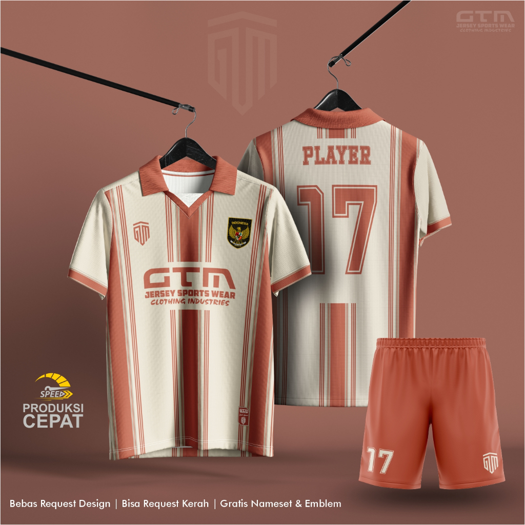 Jual JERSEY BOLA FUTSAL CREAM KERAH RETRO ~ FREE CUSTOM DESIGN GTM002 ...