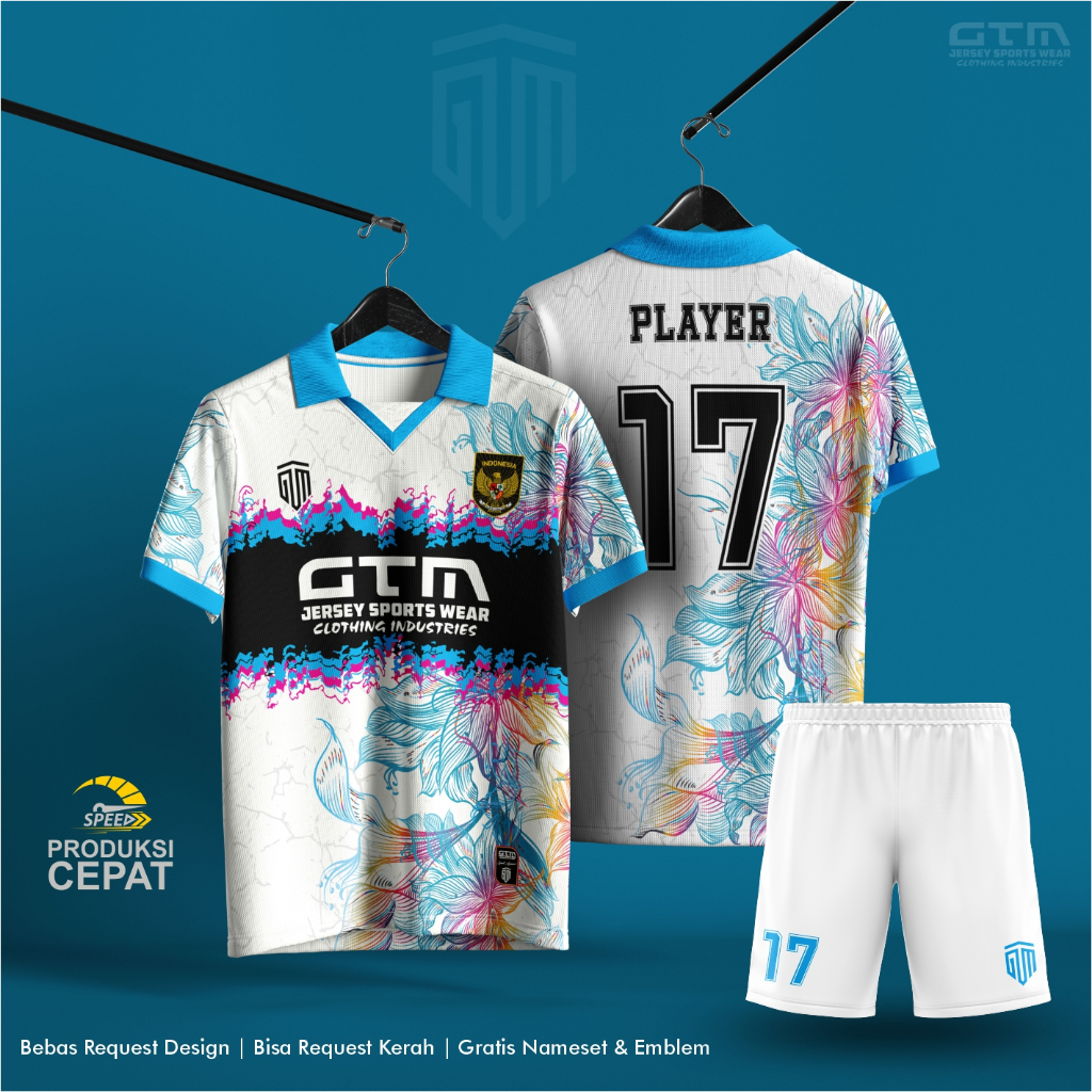Jual JERSEY BOLA FUTSAL WHITE LIGHT FLOWER KERAH RETRO ~ FREE CUSTOM ...