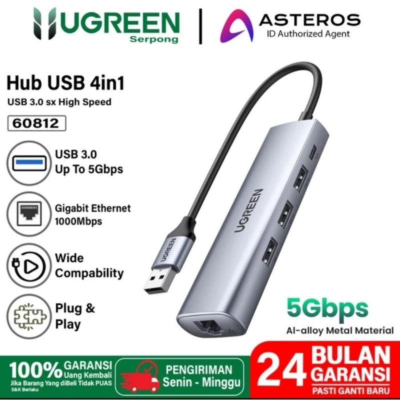Jual Ugreen USB Hub to RJ45 LAN Ethernet Adapter - Ugreen 60812 15632 ...