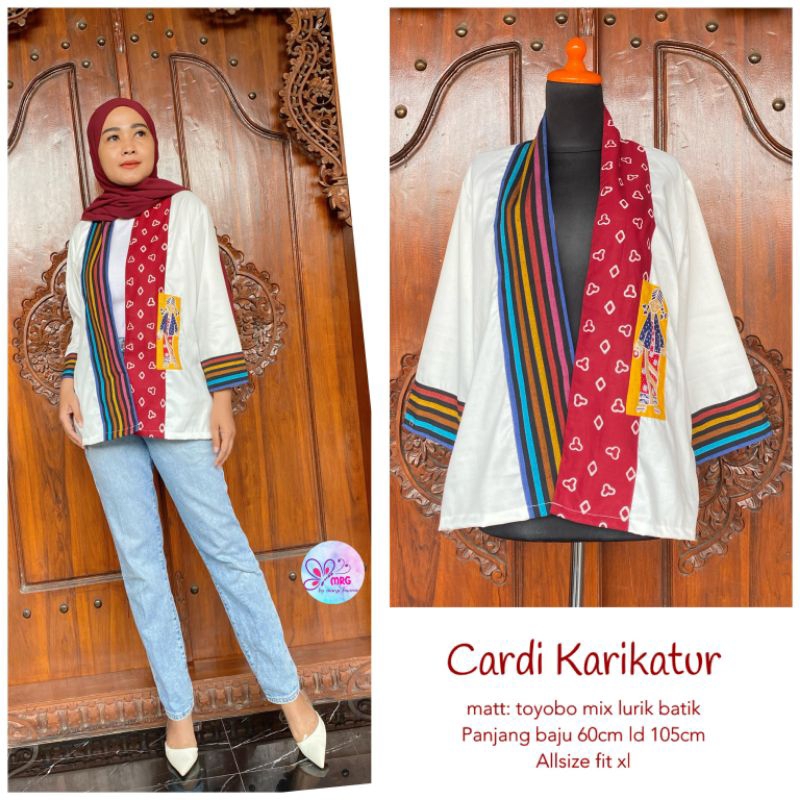 Jual Cardigan Merah Putih / Outer Batik / Cardigan Batik / Batik Merah ...